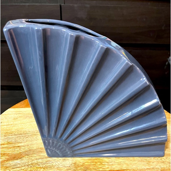 unknown | Accents | 98s Art Deco Blue Side Tilted Fan Planter Vase ...